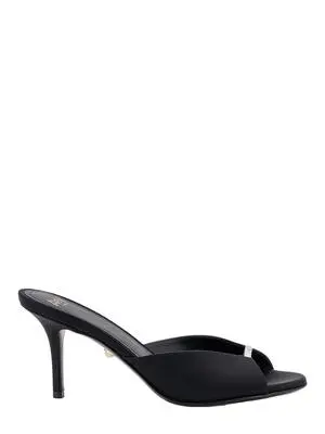 ALEVI` Luana Satin Sandals With Rhinestone Detail - Black