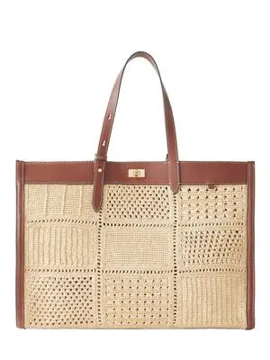 ANYA HINDMARCH Mortimer Leather-trimmed Woven Raffia Tote - Neutrals