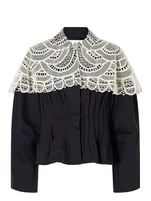 Sea Alina Crocheted Pleated Cotton Jacket - Black