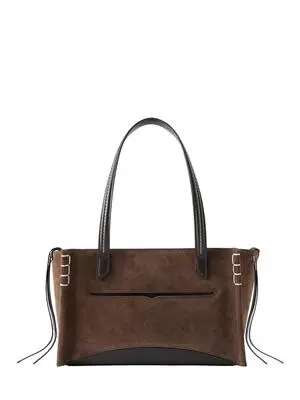 JW Anderson Loafer Leather-trimmed Suede Tote - Brown