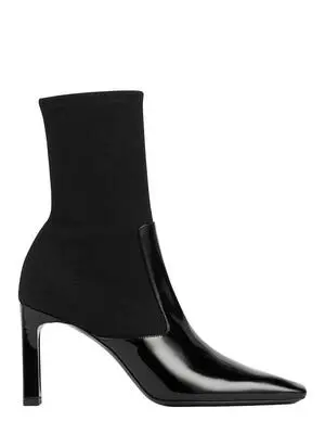 TOTEME Patent And Knitted Sock Boots - Black