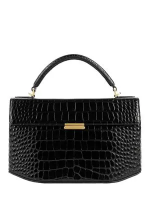 TOTEME Clip Croco-embossed Top Handle Bag - Black