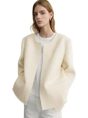 TOTEME Open-front Bouclé Blazer - Ecru