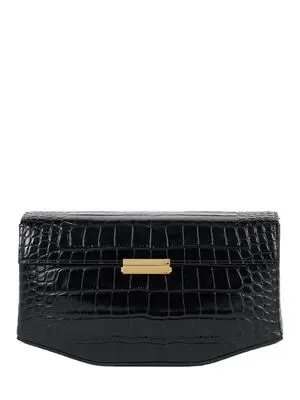 TOTEME Clip Croco-embossed Clutch - Black