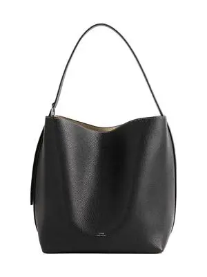 TOTEME Medium Belted Grained-leather Tote - Black