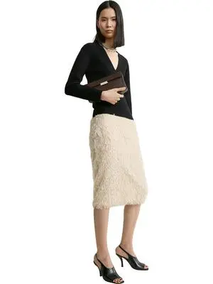 TOTEME Feathered-jersey Skirt Eggshell Eggshell