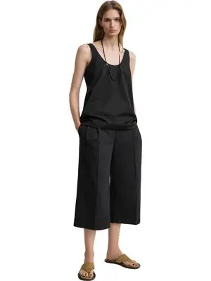 TOTEME Cropped Cotton-lyocell Twill Trousers - Black