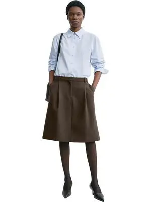 TOTEME Tailored Pleat Skirt - Bark