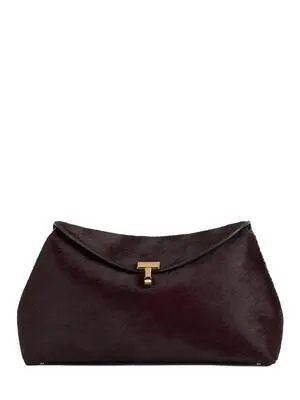 TOTEME T-lock Pony Hair Clutch Wine Wine
