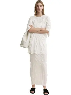 TOTEME Crinkled Knit Skirt - White