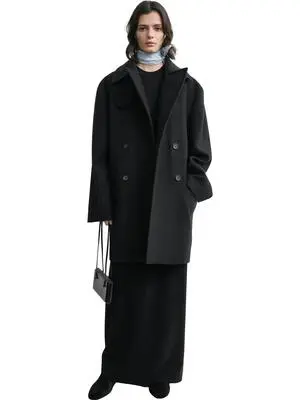 TOTEME Sculptural Double-breasted Peacoat - Black