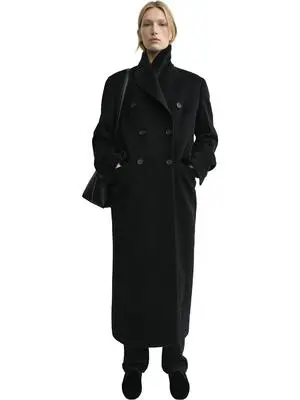 TOTEME Double Breasted Cashmere Coat - Black