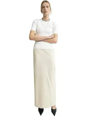 TOTEME Light Wool Maxi Skirt With Side Slit Pockets - Ecru