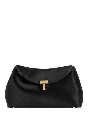TOTEME Mini T-lock Pony Hair Clutch - Black