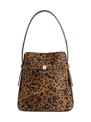 TOTEME Belted Pony Hair Bucket Bag Leopard Leopard