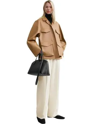 TOTEME Leather Army Jacket - Camel