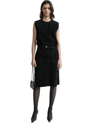 TOTEME Belted Suede Top - Black
