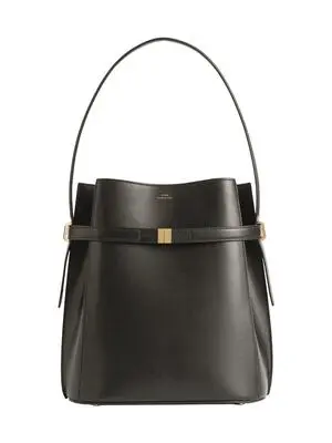 TOTEME Belted Leather Bucket Bag Bark Bark