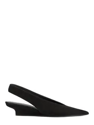 TOTEME Wedge-heel Suede Slingbacks - Black