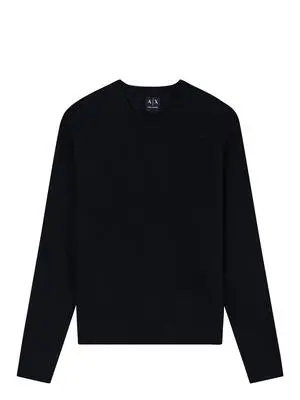 Armani Exchange Crew Neck Sweater With Shoulder Detail - Black