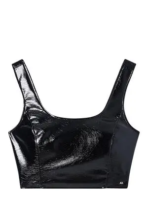Armani Exchange One-shoulder Gloss Vinyl Top - Black