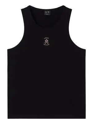 Armani Exchange Ribbed Tank Top With Logo Black
