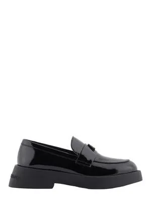 Armani Exchange Patent Leather Loafers With Logo - Black