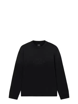 Armani Exchange Used-effect Crewneck Sweatshirt With Logo - Black