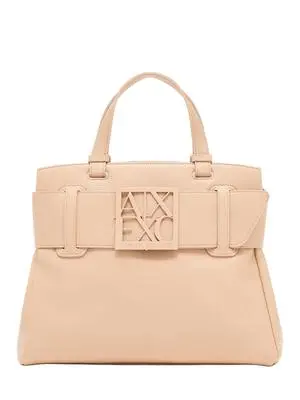 Armani Exchange Soft Shopping Bag With Outer Coating - Beige