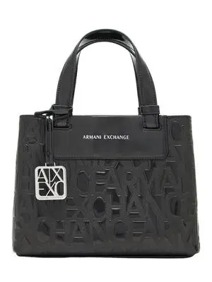 Armani Exchange Armani Exchange Textured Shopper Tote Bag With Monogram Black