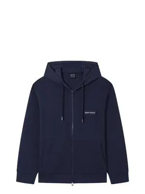Armani Exchange Zip-up Cotton Sweatshirt - Navy Blue
