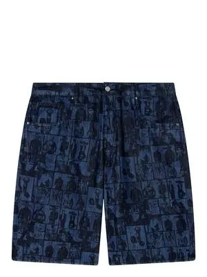 Armani Exchange All Over Print Denim Shorts - Blue