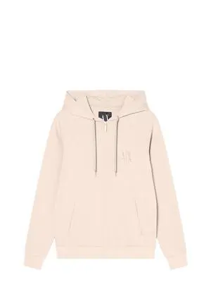 Armani Exchange Zip-up Fleece Hoodie With Adjustable Drawstrings - Beige