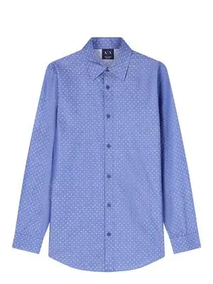 Armani Exchange Yarn-dyed Cotton Jacquard Shirt - Blue