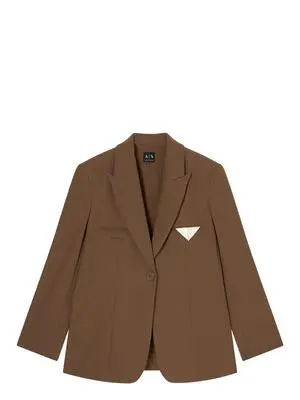 Armani Exchange Single-breasted Oversized Jacket With Pocket Square - Brown