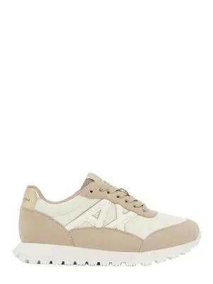 Armani Exchange Sneakers In Mesh And Microsuede - Beige