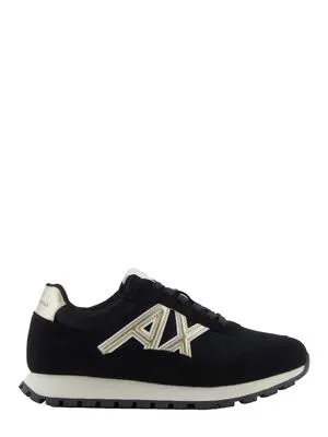 Armani Exchange Mesh And Microsuede Lace-up Sneakers - Black
