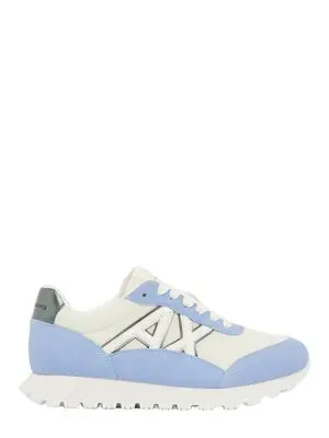Armani Exchange Mesh And Microsuede Lace-up Sneakers - Light Blue