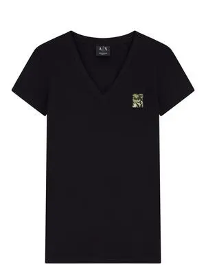 Armani Exchange Slim Fit T-shirt In Stretch Cotton Jersey - Black
