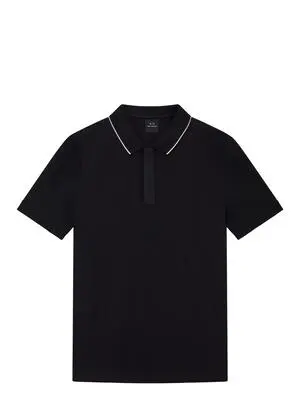Armani Exchange Slim Fit Polo Shirt In Cotton Piqu - Black