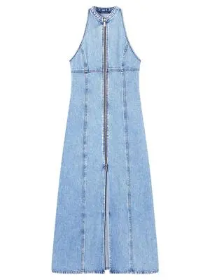 Armani Exchange Maxi Denim Zip Up Dress - Blue