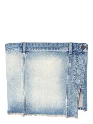 Armani Exchange Pigmented Denim Shirt With Distressed Effect - Blue