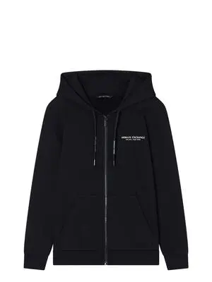 Armani Exchange Cotton Zip-up Hoodie With Drawstring Hood - Black