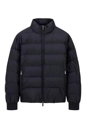 Armani Exchange Quilted Jacquard Zip-up Jacket With Integrated Hood - Black