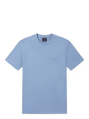 Armani Exchange Regular Fit Cotton T-shirt With A Chest Logo Essential Light Blue