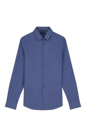 Armani Exchange Slim-fit Shirt Essential In Stretch Cotton Poplin - Purple
