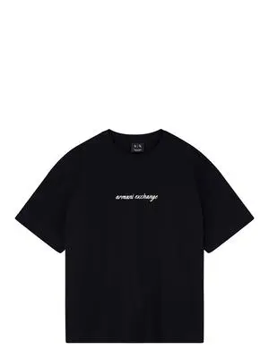 Armani Exchange Oversize T-shirt In Cotton Jersey - Black