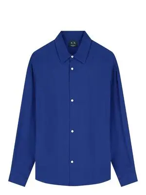 Armani Exchange Oversized Shirt In Eco-viscose Twill - Blue