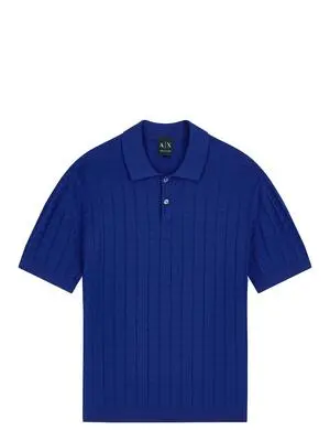 Armani Exchange Regular Fit Knit Polo In Viscose Mix - Blue