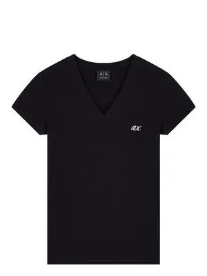 Armani Exchange Slim Fit V-neck T-shirt In Stretch Cotton Jersey - Black